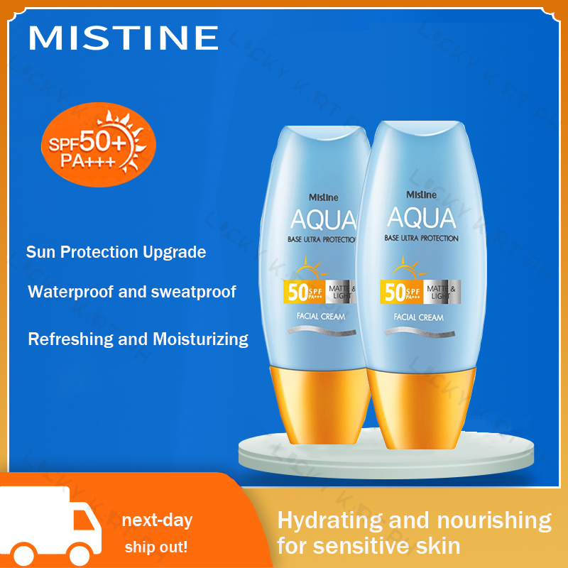 MISTINE Aqua Sunscreen Sunblock Moisturizer Facial Body Cream UV Shield SPF50+ PA+++ 60ML ...