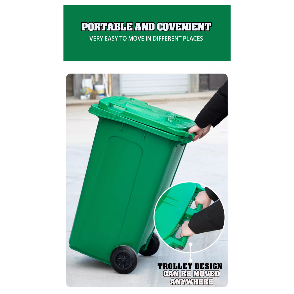 120L Tong Sampah Besar Bertutup Indoor & Outdoor Heavy Duty Garbage Bin ...