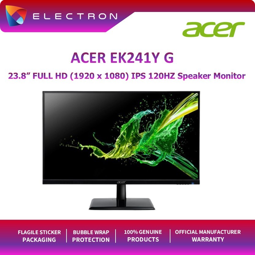 Acer EK241Y G 23.8'' FHD 120Hz Flat Monitor ( Speaker, HDMI, VGA, 3 Yrs ...
