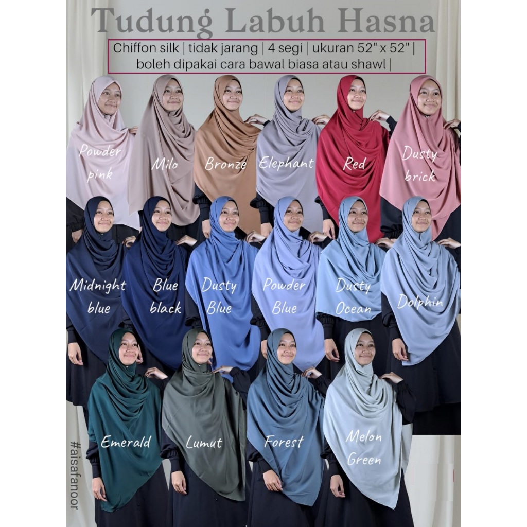 TIDAK JARANG / Tudung Labuh Hasna Chiffon Silk Tudung Labuh bidang 50 ...