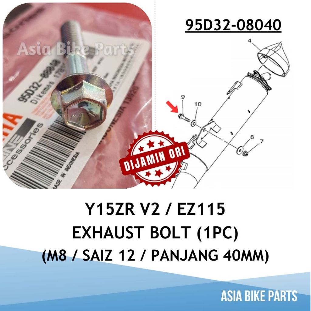 Yamaha Original Y15ZR V2 / EZ115 Exhaust Bolt / Screw Gantung Ekzos ...
