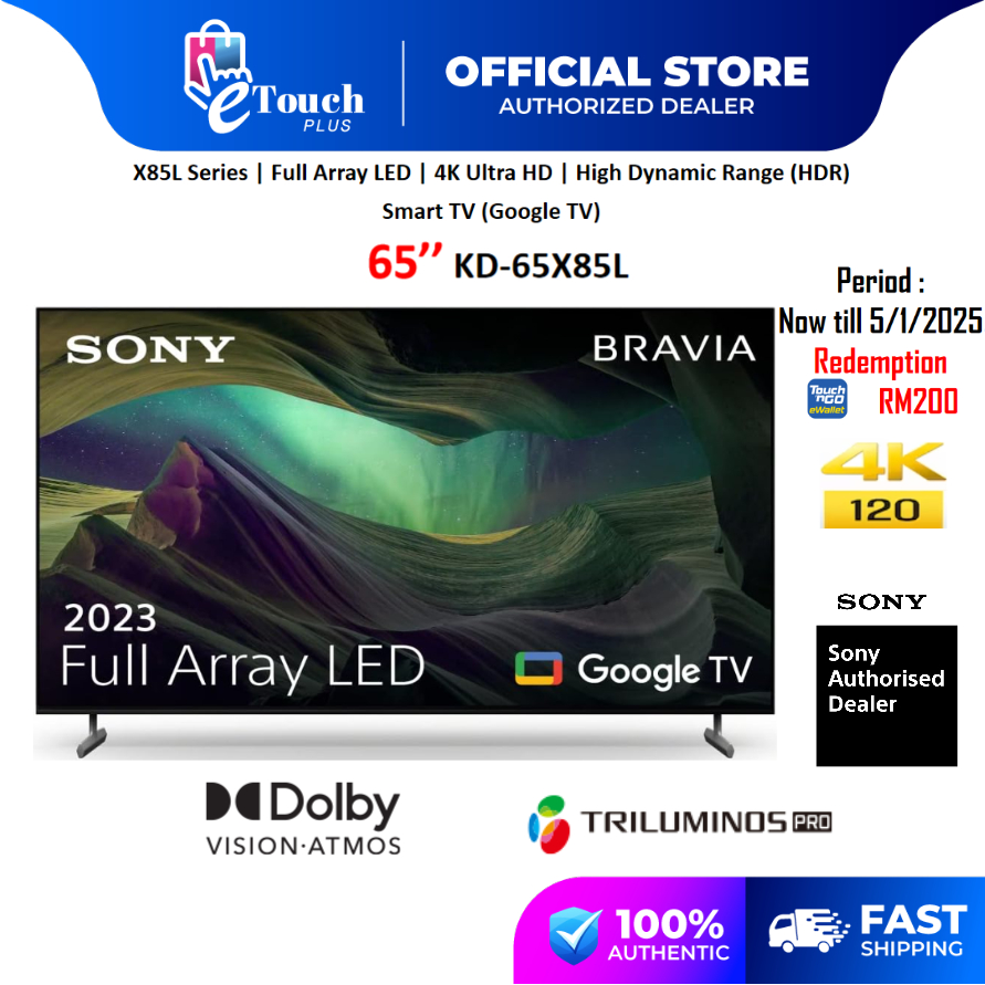 Sony X85L 4K Ultra HD Smart Google TV High Dynamic Range HDR Compatible PS5 (65/55") KD-55X85L ...