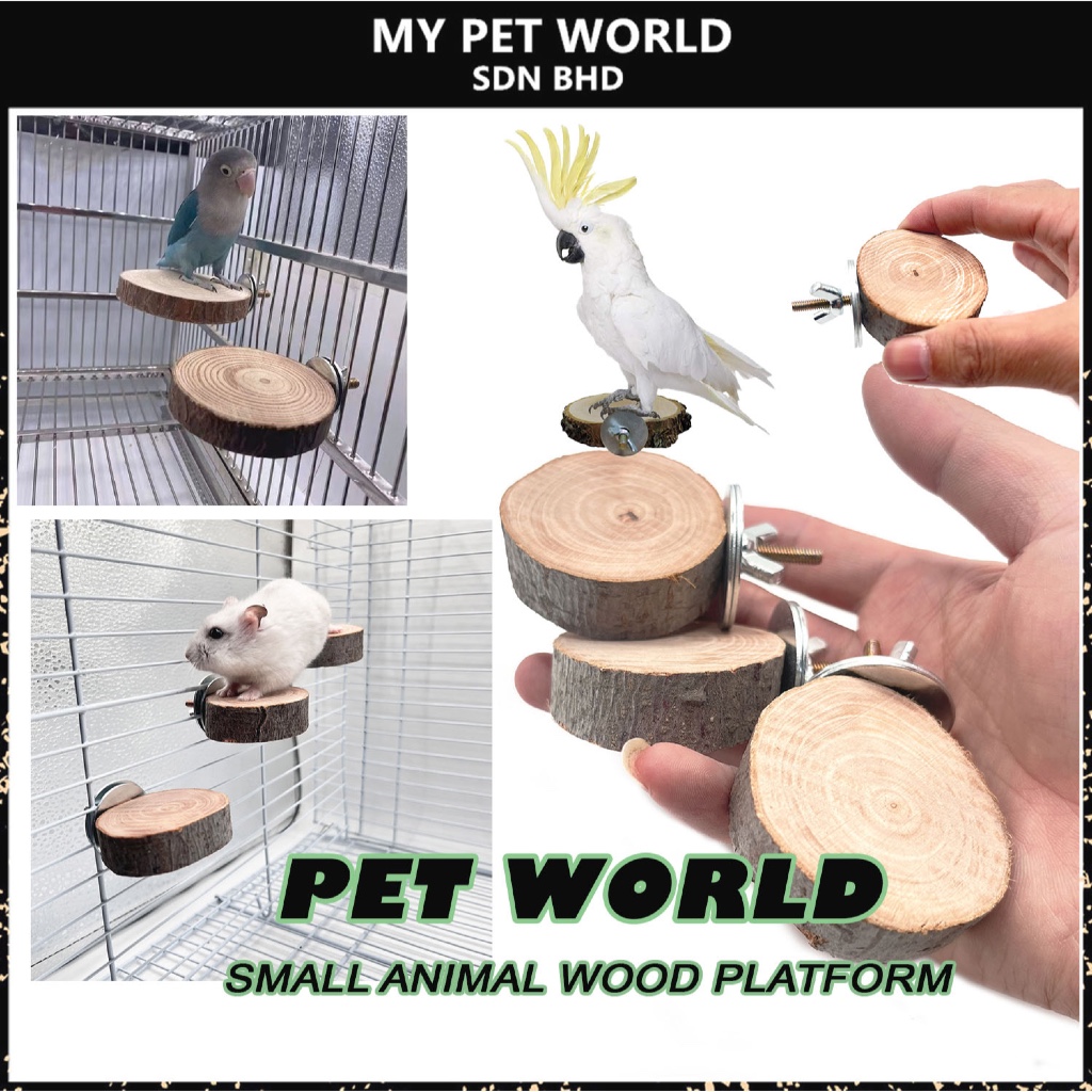 Pet World Small Animal Wood Platform / Bird Platform Round Wood Series ...