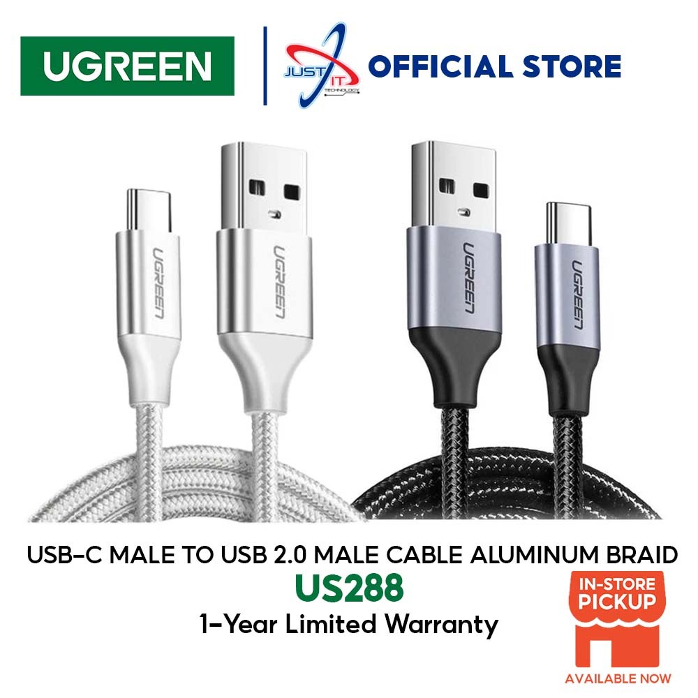 UGREEN US288 USB-A 2.0 TO USB-C CABLE NICKEL PLATING ALUMINUM BRAID 2M - UG-US288-60128 | Shopee ...