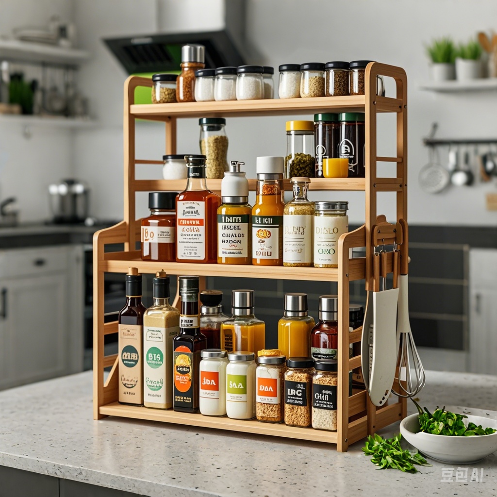 rak rempah spice rack wood kitchen shelf multilayer spice rack shelf ...
