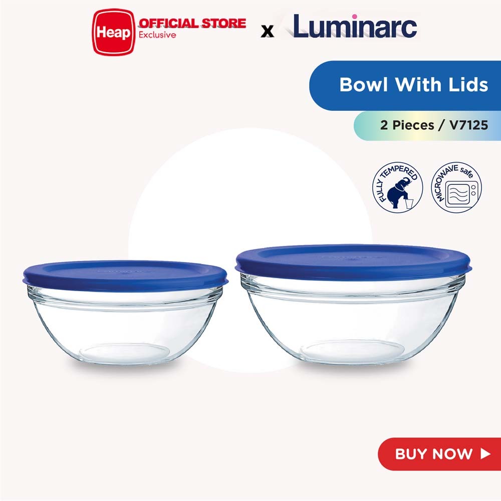 Luminarc 2Pcs Transparent Glass Keep and Bowl with Lids (17+20cm ...
