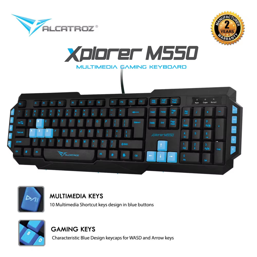 Alcatroz Xplorer M550 Wired Gaming Keyboard Blue | Shopee Malaysia