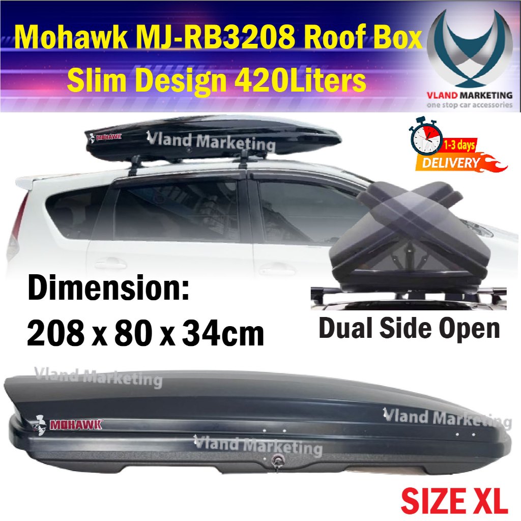 MOHAWK MJ-RB3208 ROOF BOX Slim Glossy Roof box With Roof Rack XL SIZE ...