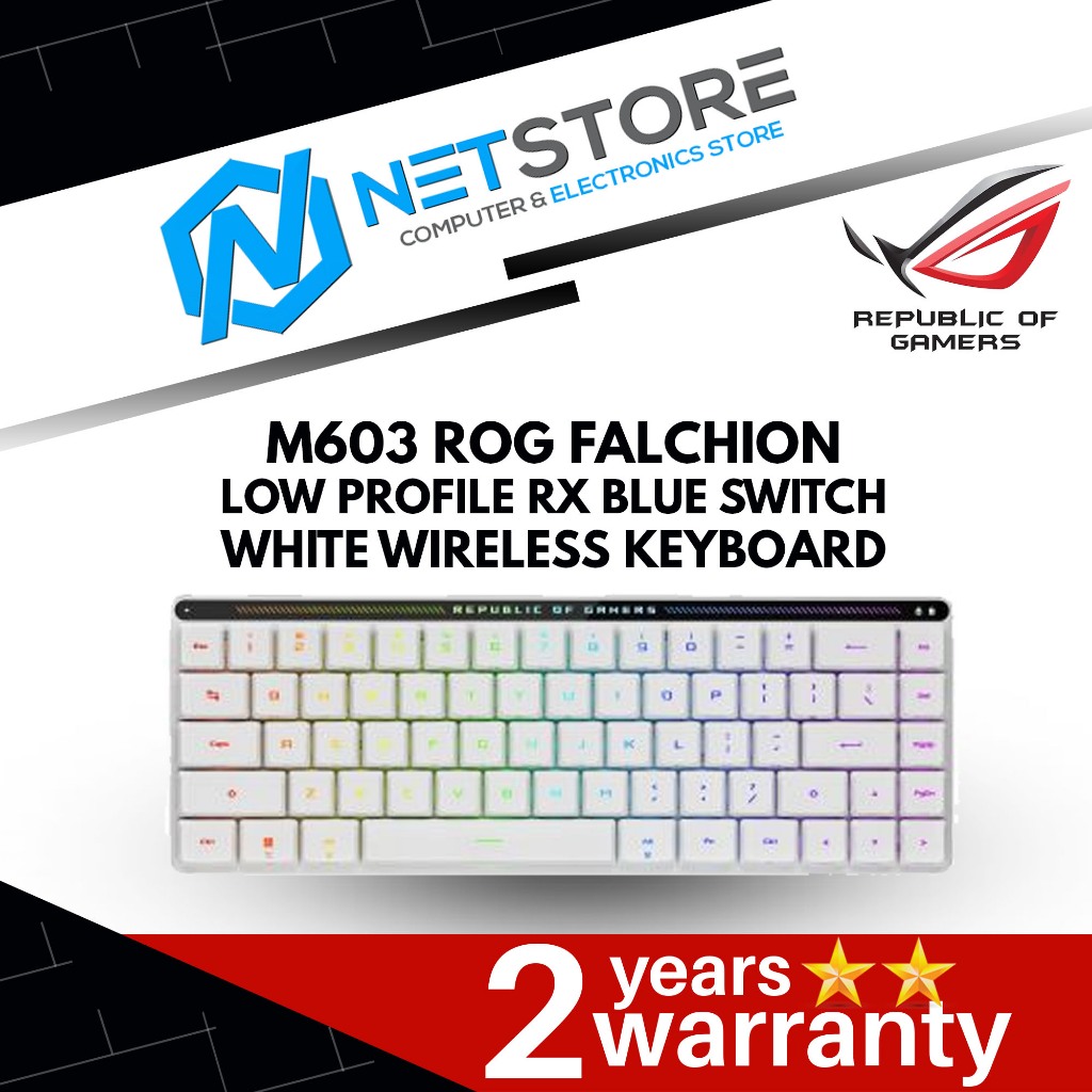 ASUS M603 ROG FALCHION LOW PROFILE RX BLUE SWITCH WHITE WIRELESS KEYBOARD - 90MP03ED-BKUA10 ...