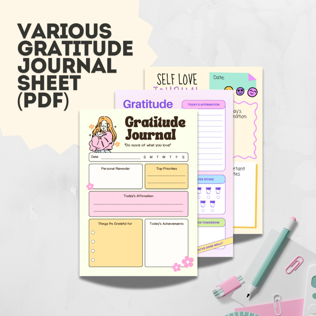 Various Printable Gratitude Journal Sheet (PDF Download) | Shopee Malaysia