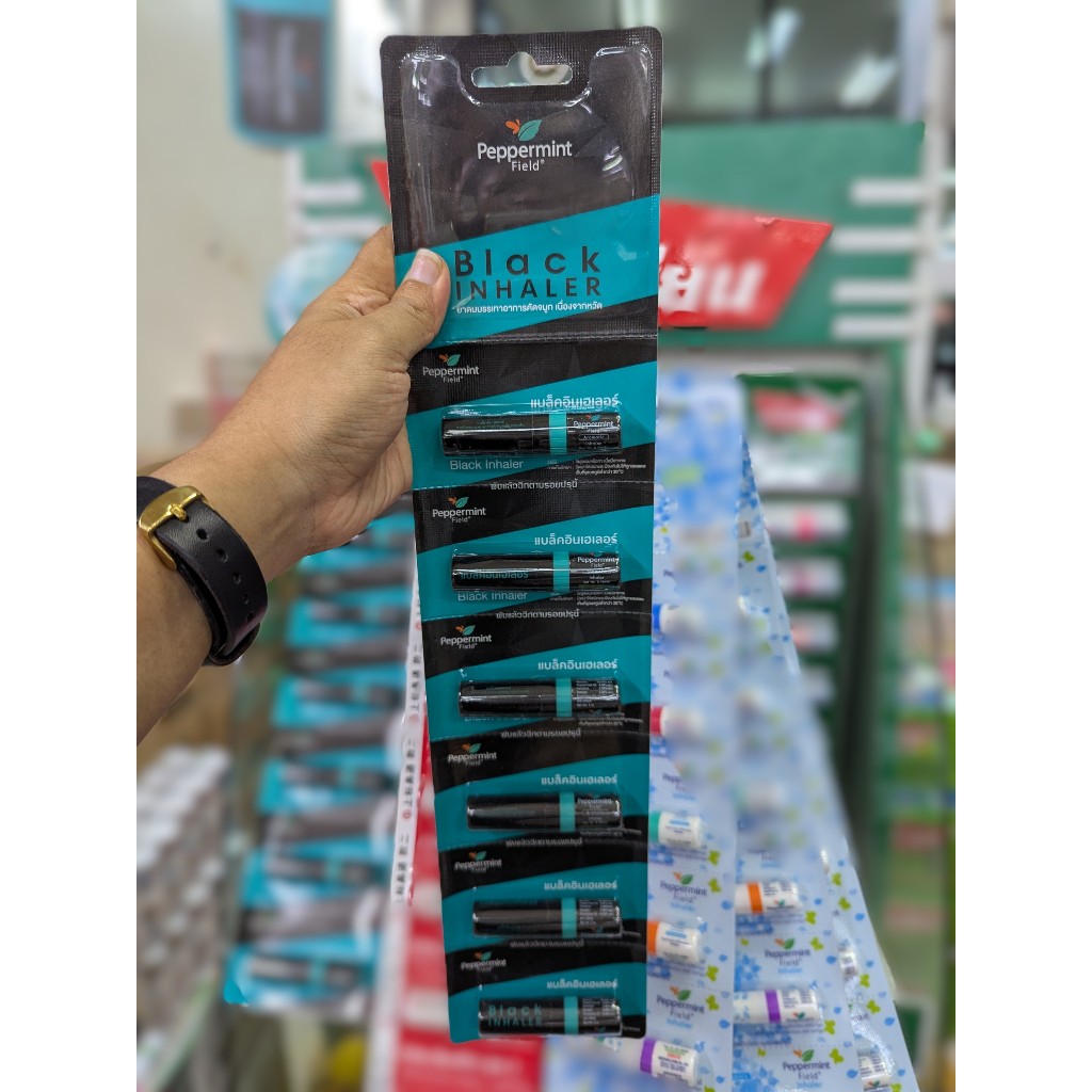 Peppermint Field Black Inhaler Aromatic Thai Nasal Ya Dom x 6 (half ...