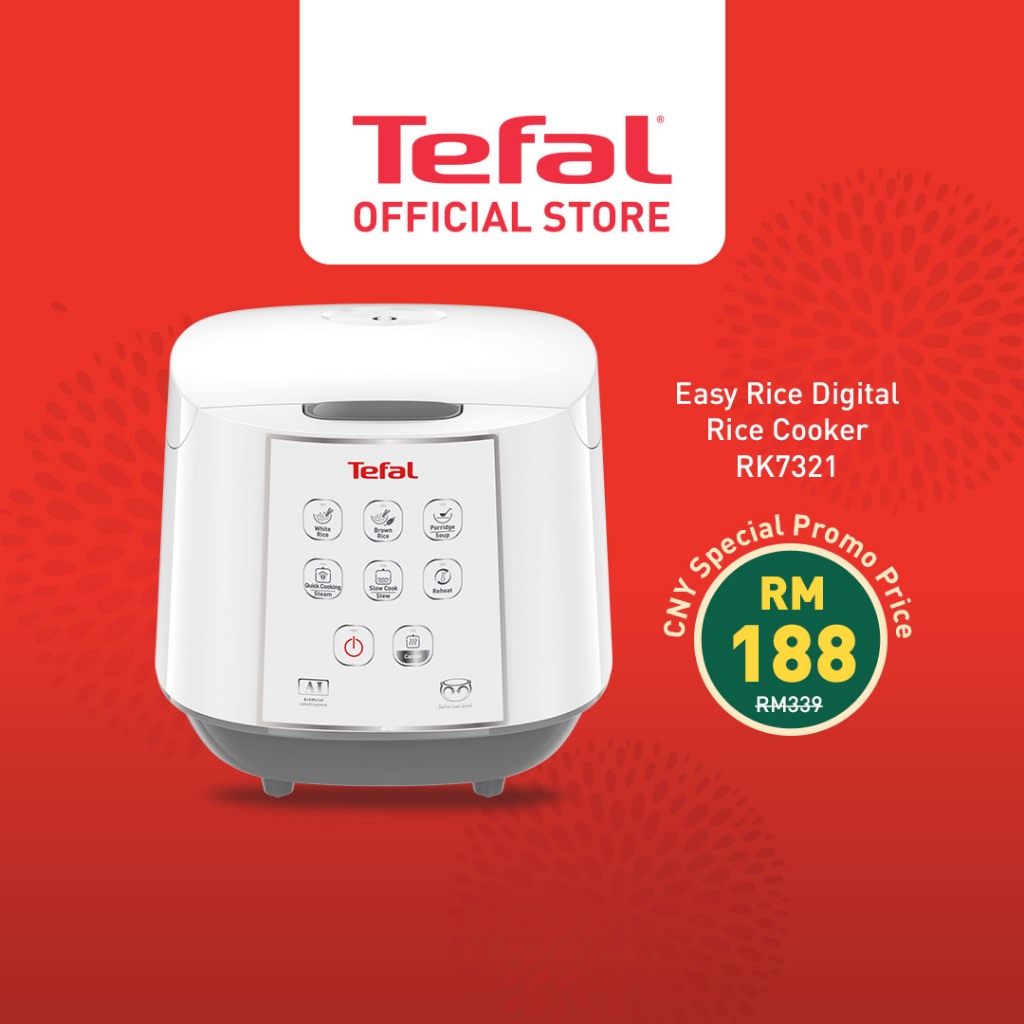 Tefal Easy Rice Fuzzy Logic Rice Cooker (1.8L) RK7321 | Shopee Malaysia