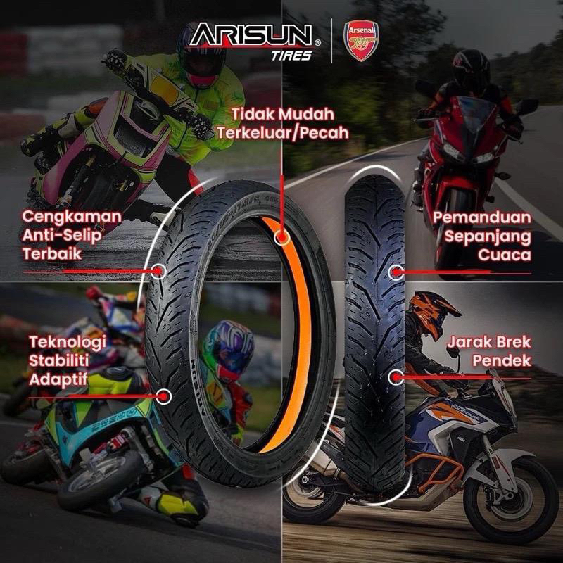 ARISUN TUBELESS TYRE 2024 70/90 80/90 RACING COMPOUND TAYAR TYRE TIRE ...