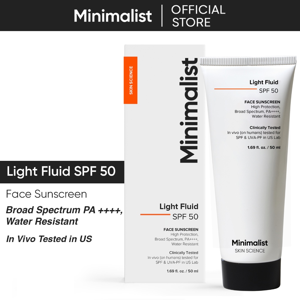 Minimalist Light Fluid SPF 50 PA++++ Sunscreen | Water Resistant Broad ...