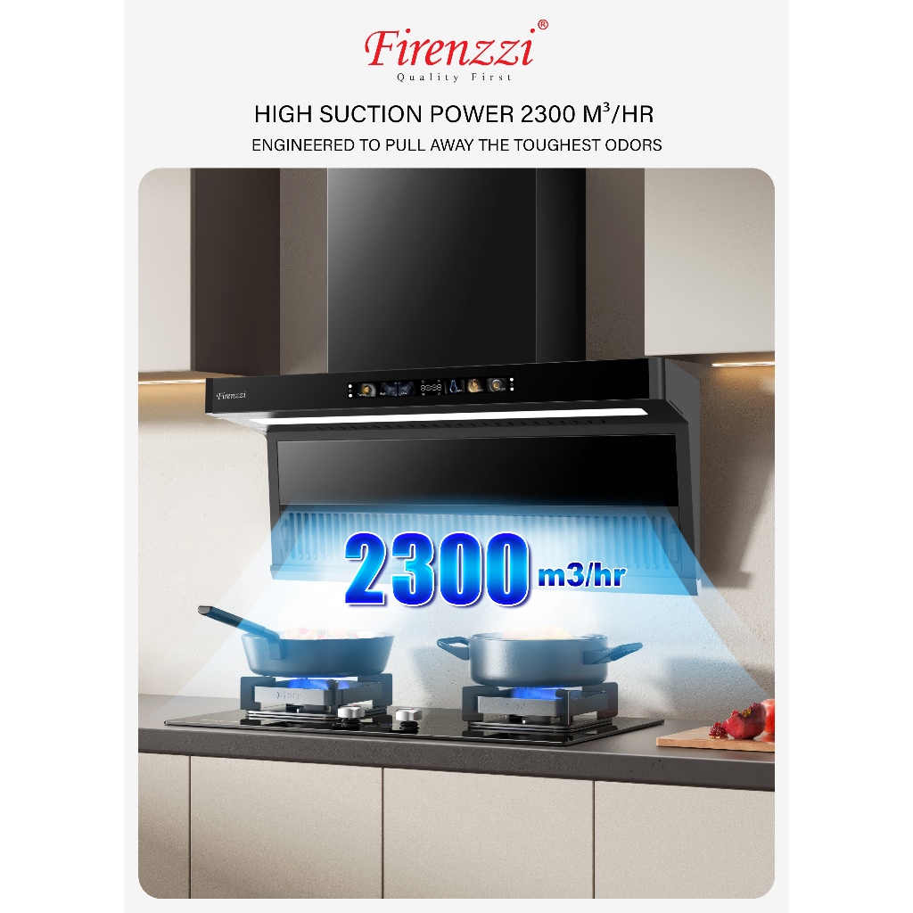 Firenzzi Super High Suction Power LS L-Shaped Cooker Hood FCH-9133 ...