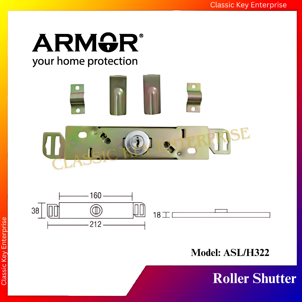 Armor Roller Shutter Centre Lock Set With 2 keys | Shopee Malaysia