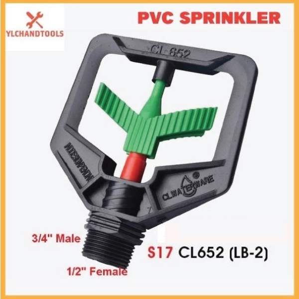 PVC SPRINKLER CL652 LB2 2 ARM ( 3/4''MALE x 1/2'' FEMALE ) PEMERCIK ...