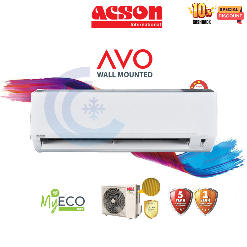 ACSON 1HP - 2.5HP R32 Wall Mounted Non Inverter A3WM10N A3WM15N A3WM20N ...