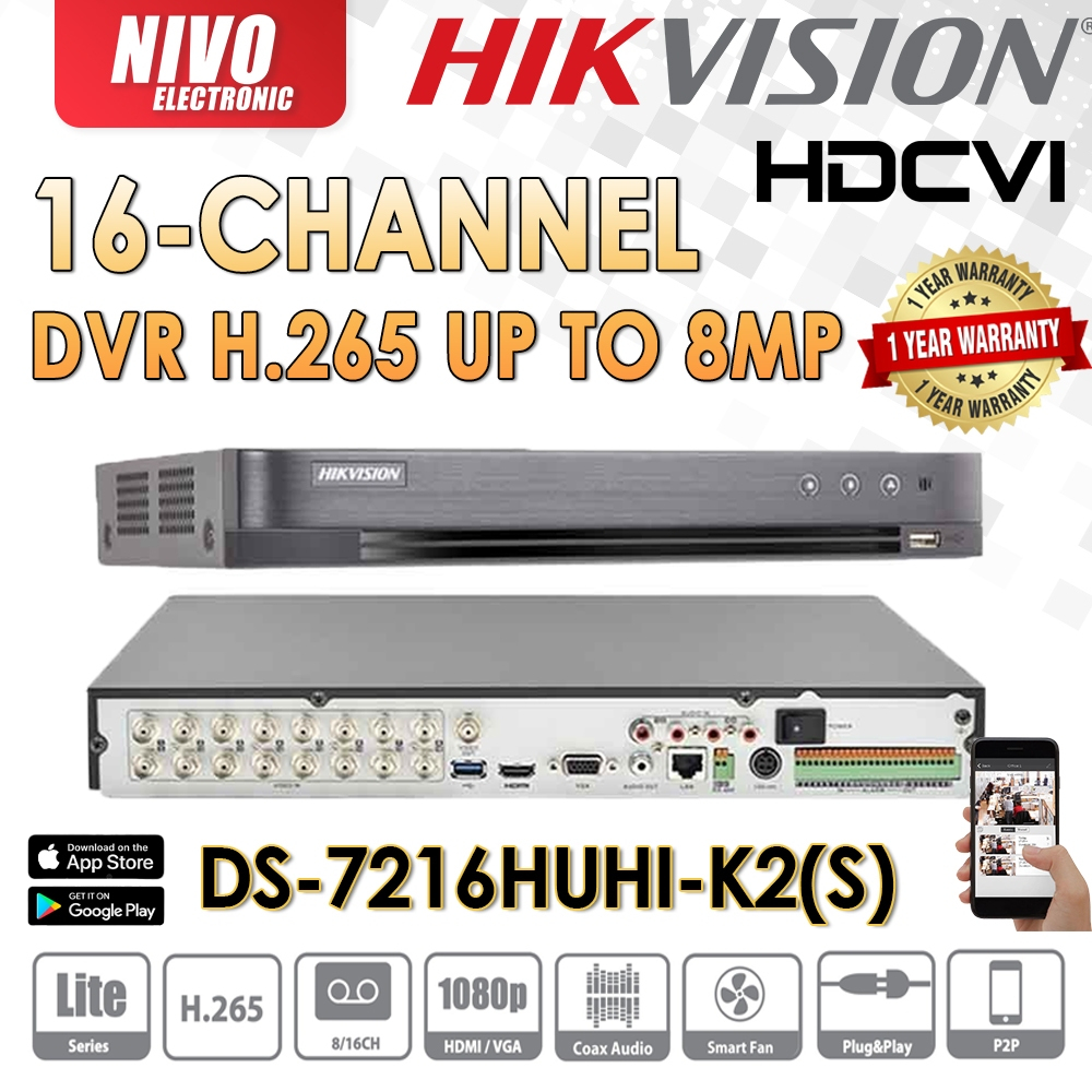 HIKVISION DS-7216HUHI-K2(S) 16CH DVR H.265 UP TO 8MP 16CH DVR CCTV DVR | Shopee Malaysia