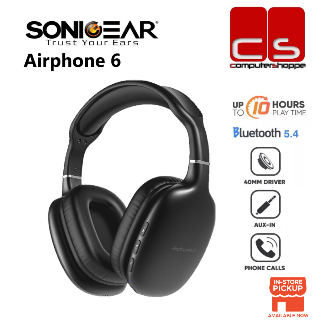 SonicGear AirPhone 6 Rechargeable Bluetooth Headphones With Mic (Free ...