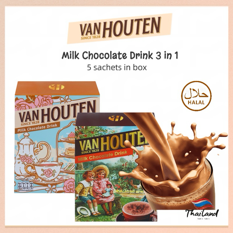 NEW🔥 VAN HOUTEN 3 in 1 Milk Chocolate drinks 140g (5 sachets per box ...