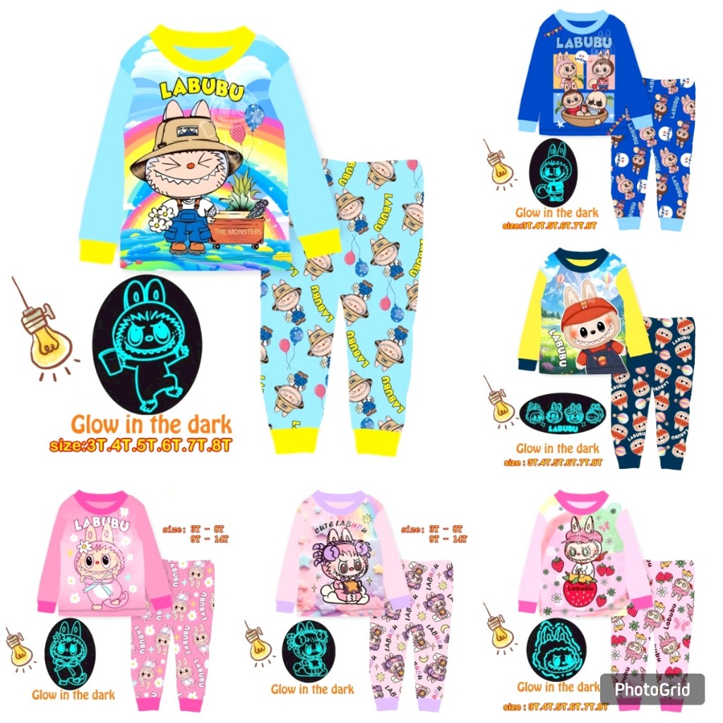Cuddle Me Pyjamas LABUBU Glow in The Dark LABUBU Sleepwear Kids ...