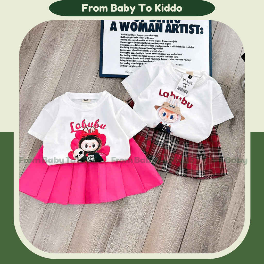 Adorable Labubu T-shirt & Pleated Skirt Set For Kids – Trendy And ...