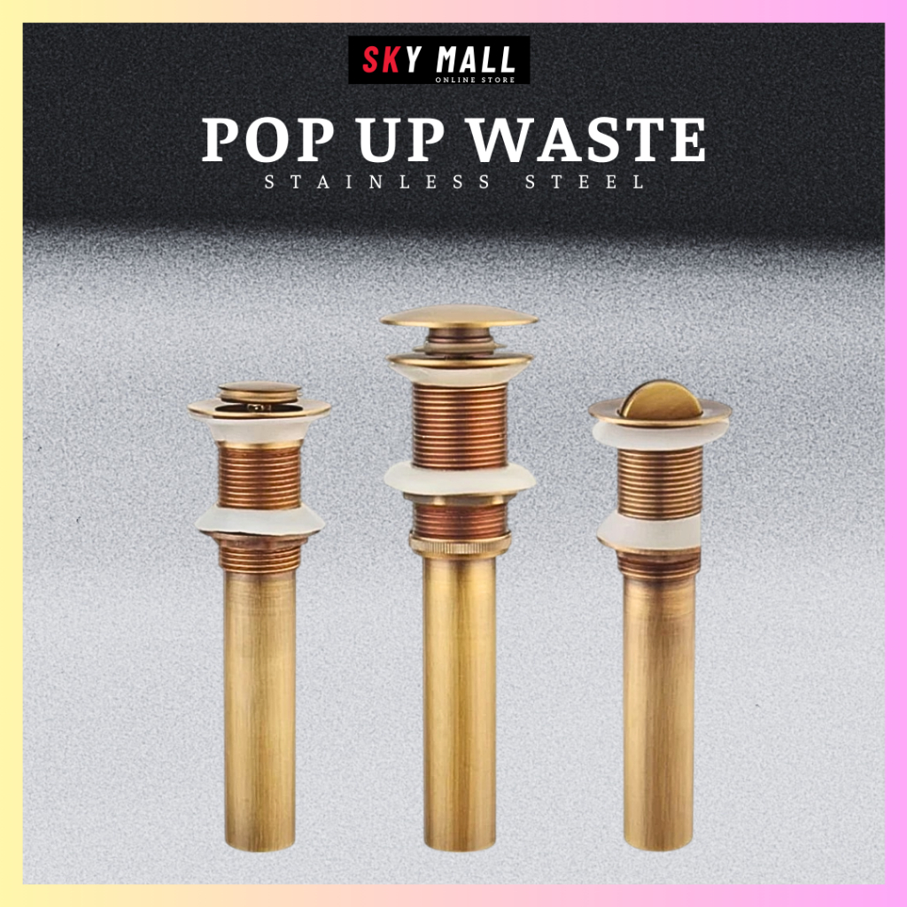 Brass Basin Sink Pop Up Drain Brass Drain Plug Gold Bathroom Sink Pop ...