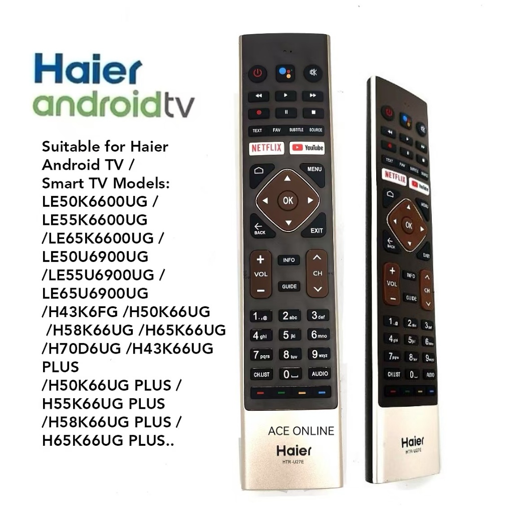 Replacement For Haier android TV / Smart TV Remote Control HTR-U27E ...