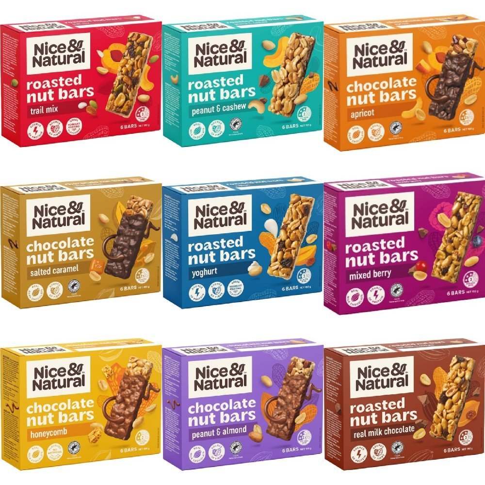 Nice & Natural Roasted Nut Bars (Yoghurt/ Mixed Berry/ Peanut Almond ...
