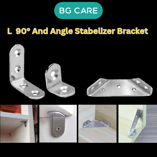 Stainless Steel 90° L Shape Conner Angle Shelf Support Bracket | Shopee ...