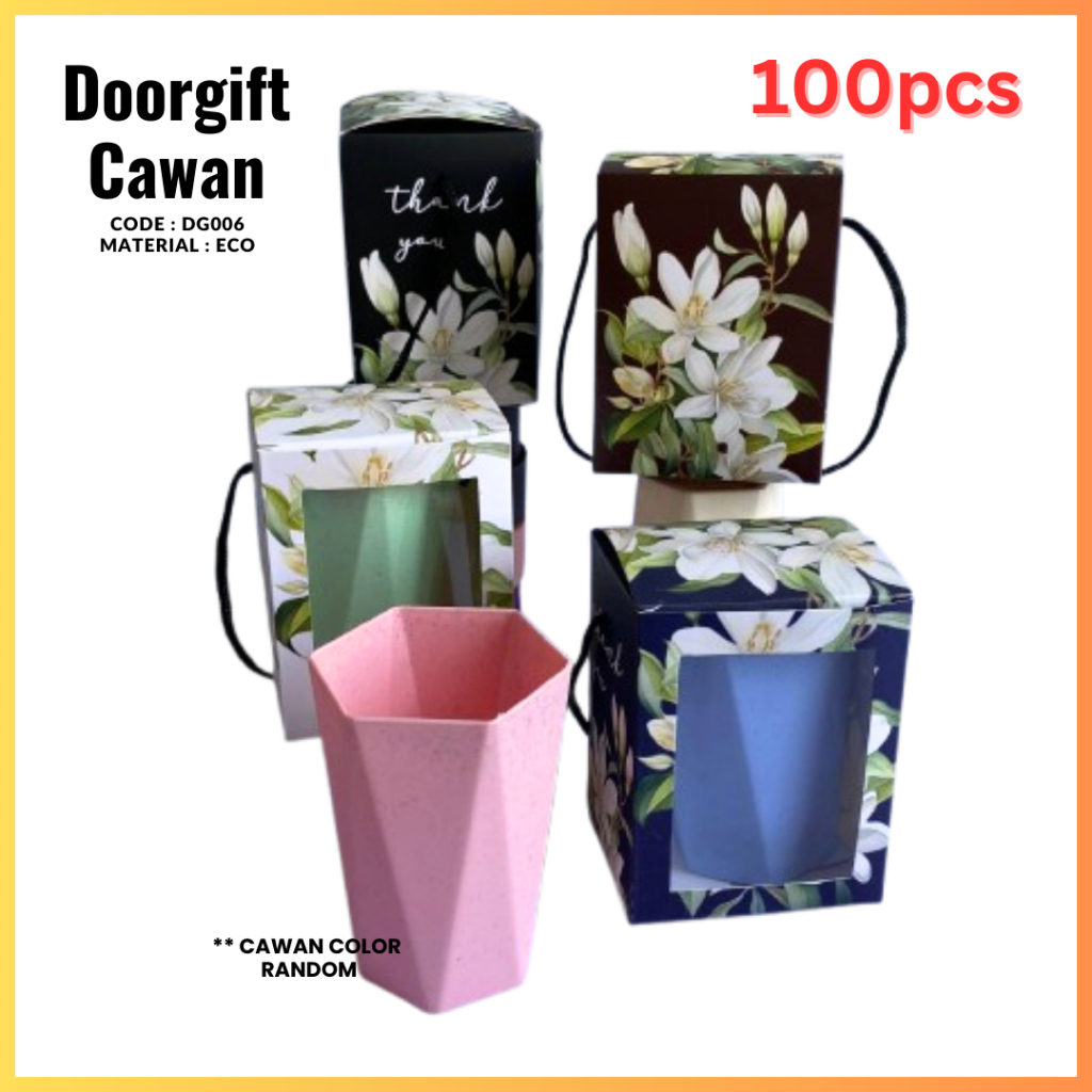100pcs - Doorgift Cawan Siap Kotak Bertali (SelfPack) Gift Kawin Aqiqah ...