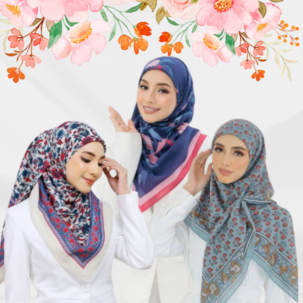 [ 𝑩𝒖𝒏𝒈𝒂 𝑺𝒆𝒓𝒊𝒆𝒔 ] Tudung Bawal Cotton Premium Corak Bunga Bidang 45 ...