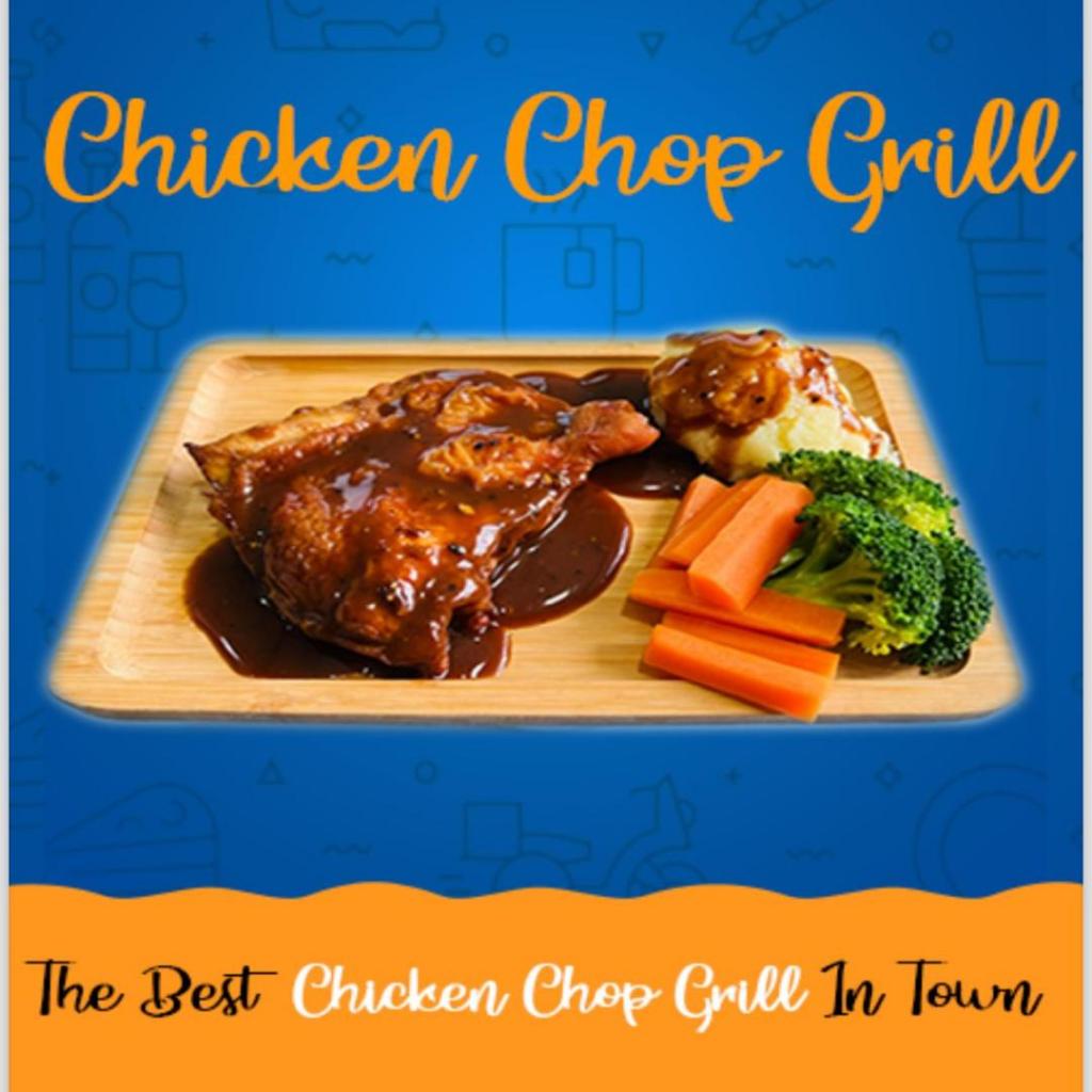 3 Pcs Chicken Chop Grill With Gravy, Mash Potato, Broccoli & Carrot by ...