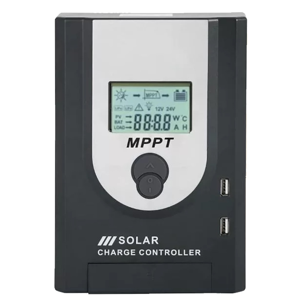 MPPT Solar Controller 15A-60A 12V/24V with Display & Dual USB Outputs ...