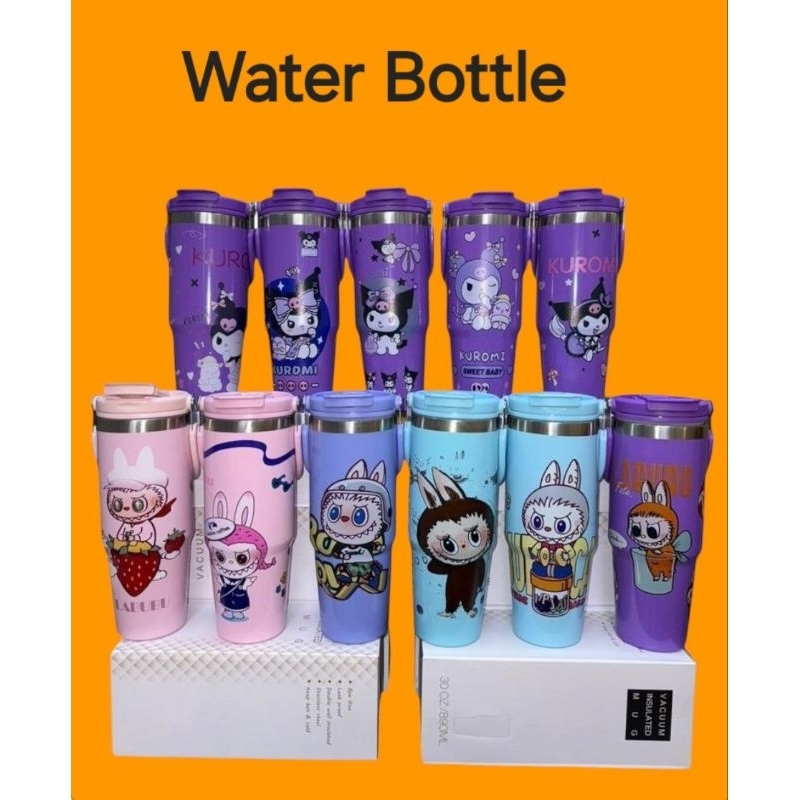Labubu/ Korumi / Hello kitty/ My Melody Water Bottle 900ML 2 In 1 Drink style straw Cute ...