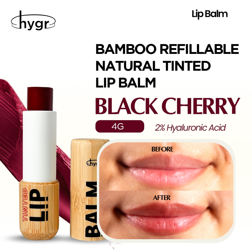 hygr Bamboo Refillable Natural Tinted Lip Balm 2% Hyaluronic Acid ...