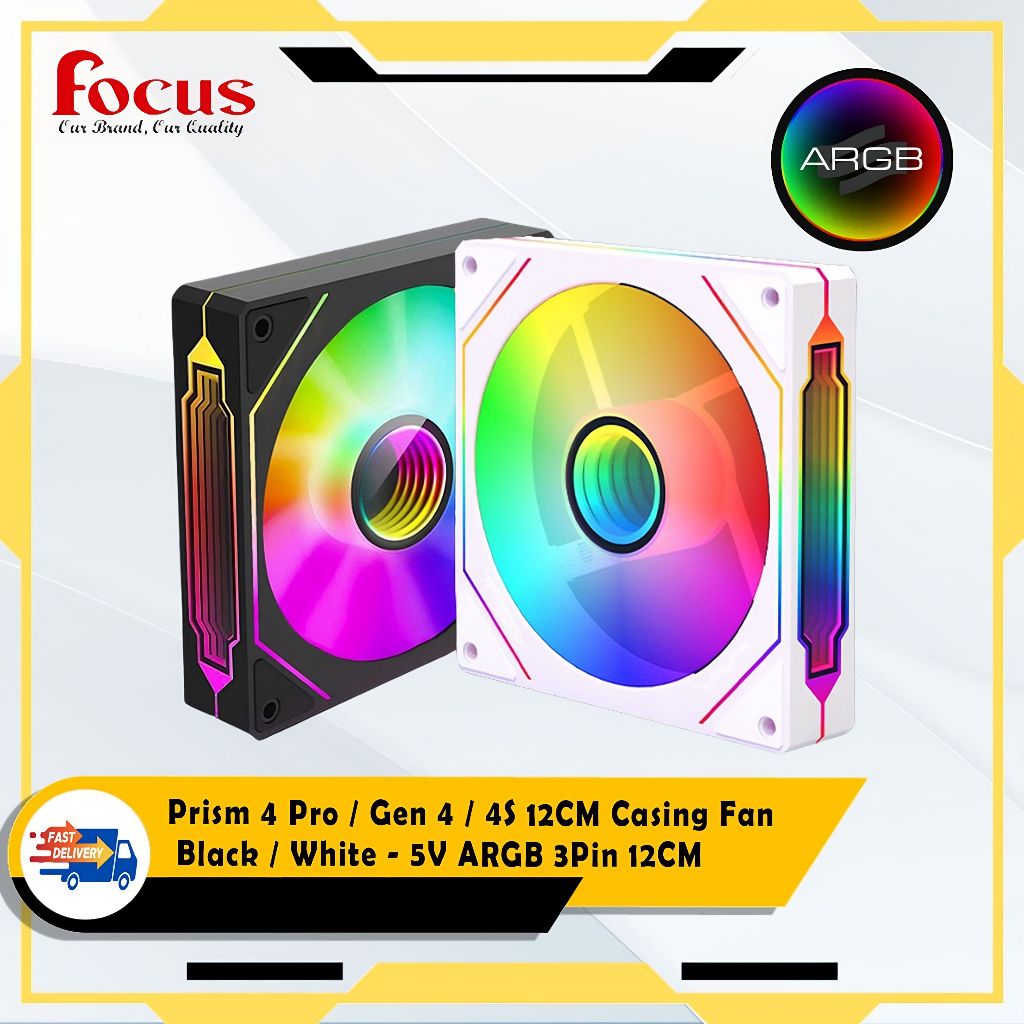 Prism 4 Pro / Gen 4 / 4S 12CM Casing Fan - Black / White - 5V ARGB 3Pin ...