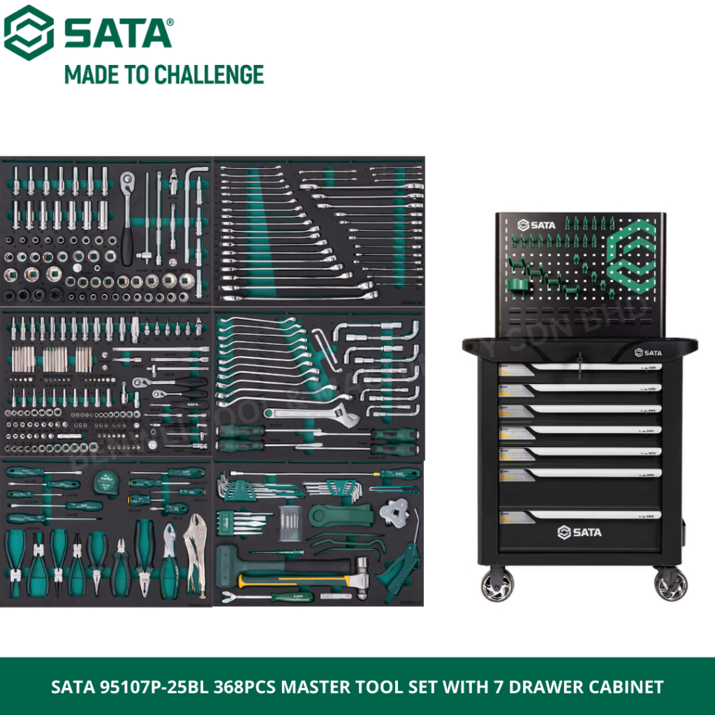 (ND) SATA 95107P-25BL 368PCS MASTER TOOL SET WITH 7 DRAWER CABINET ...