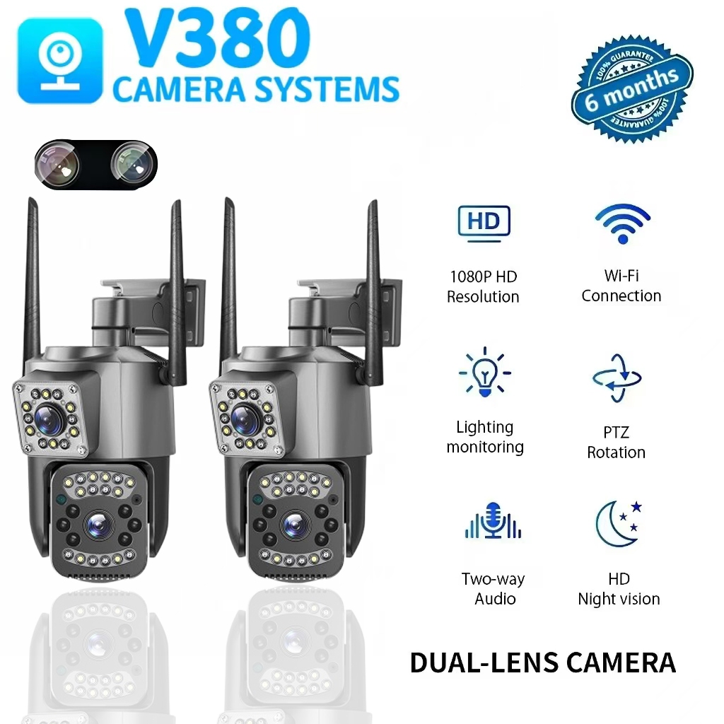 V380 Pro Dual Lens WiFi 8MP 5K Outdoor Weatherproof WiFi Camera Motion ...