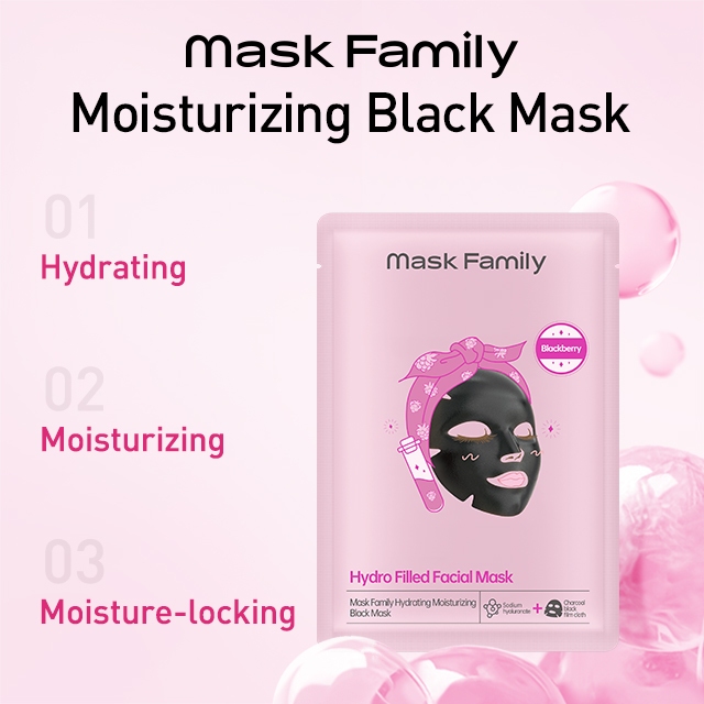 Mask Family Hydrating Moisturizing Black mask 28ml x 1 Piece for Dry ...