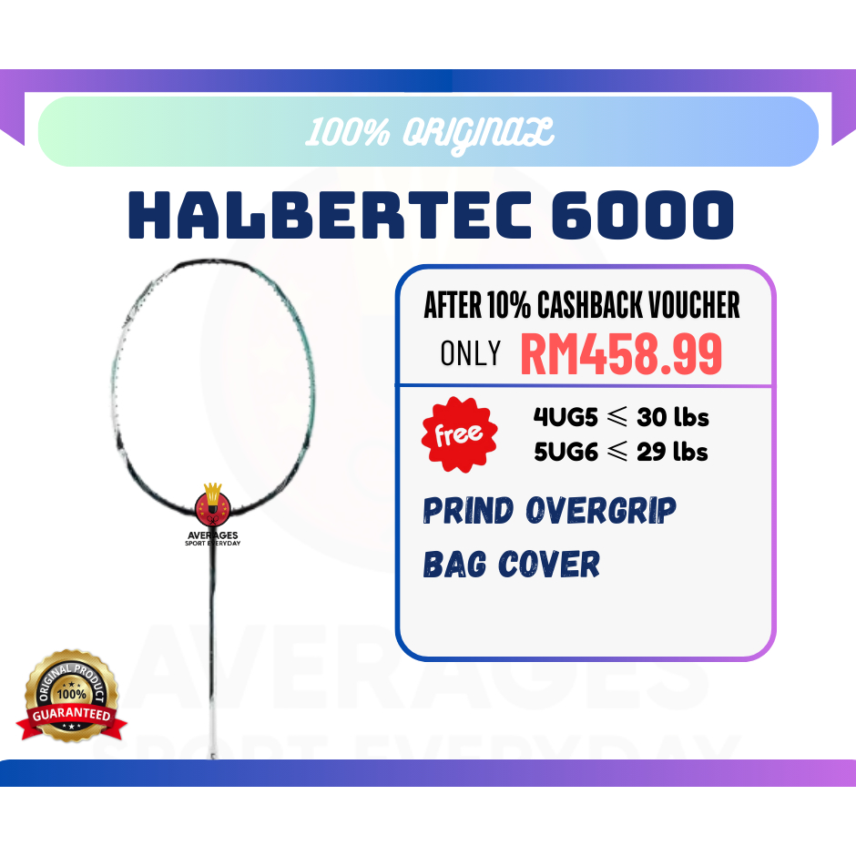 【READY STOCK】100% Original Halbertec 6000 Badminton Unstring Racket 战戟 ...