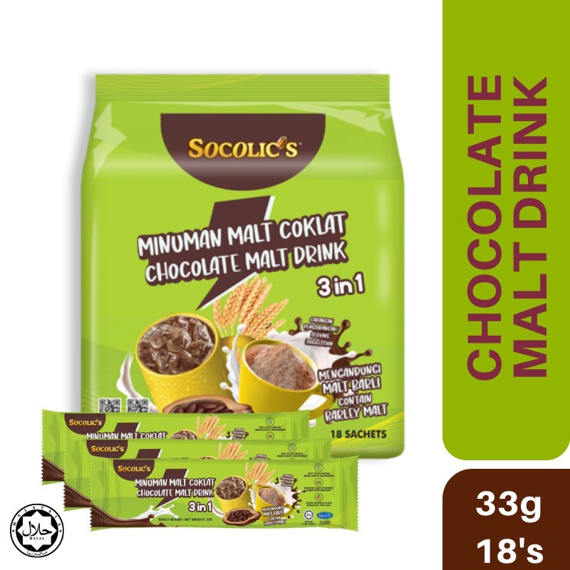 SOCOLIC'S Chocolate Malt Drink 3 IN 1 [18 paket x 33g] + FREE GIFT ...