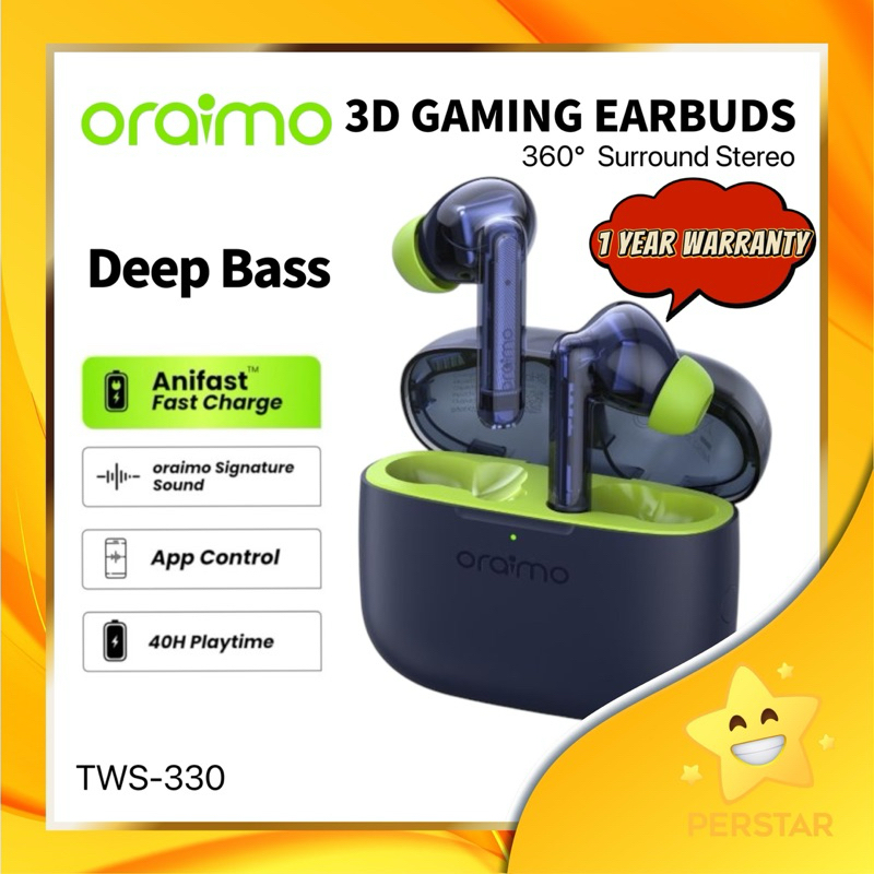 ORAIMO TWS-330 Gaming Low Latency Power Hi Res Bass TWS Bluetooth ...