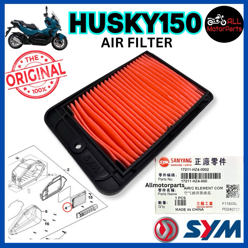 [100% ORI] SYM HUSKY150 HUSKY AIR FILTER AIR CLEANER PENAPIS ANGIN ...