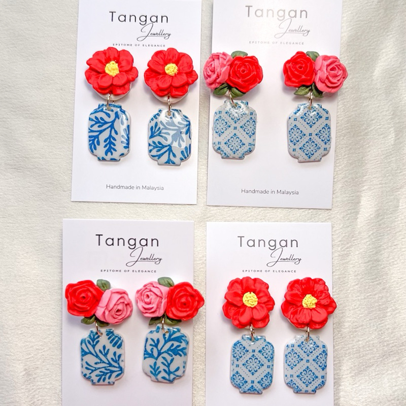 Peranakan Nyonya Chinese Flower Vases Earrings|Handmade in Malaysia ...