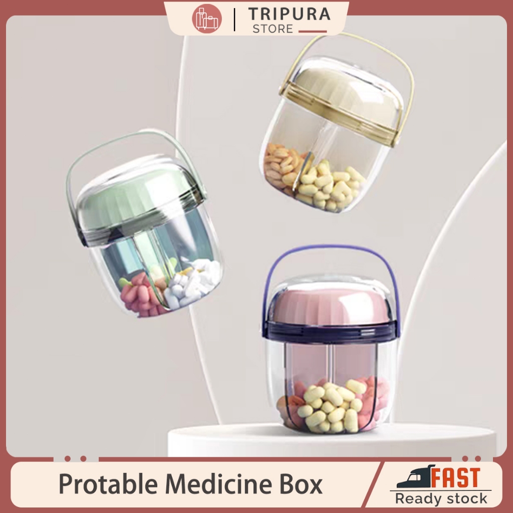 Medicine Box Pill Box Protable Container Rotating Box 4 Compartments ...
