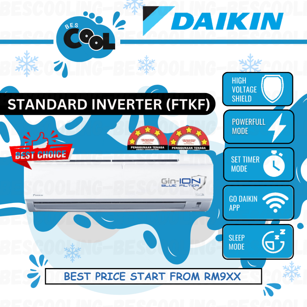 DAIKIN ECO Inverter Air Conditioner - FTKE R32 1HP, 1.5HP, 2HP, 2.5HP ...