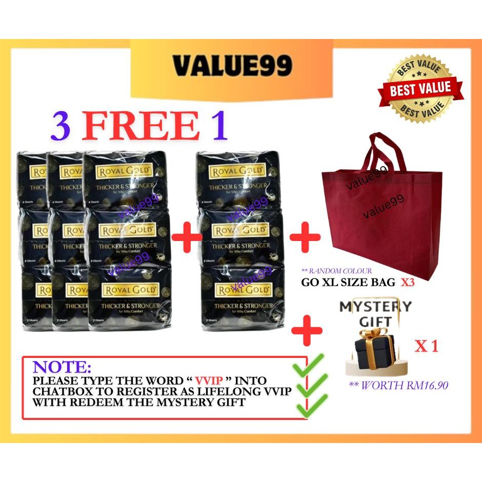 ROYAL GOLD Luxurious White tissue comes with 3ply Soft THICKER and ...