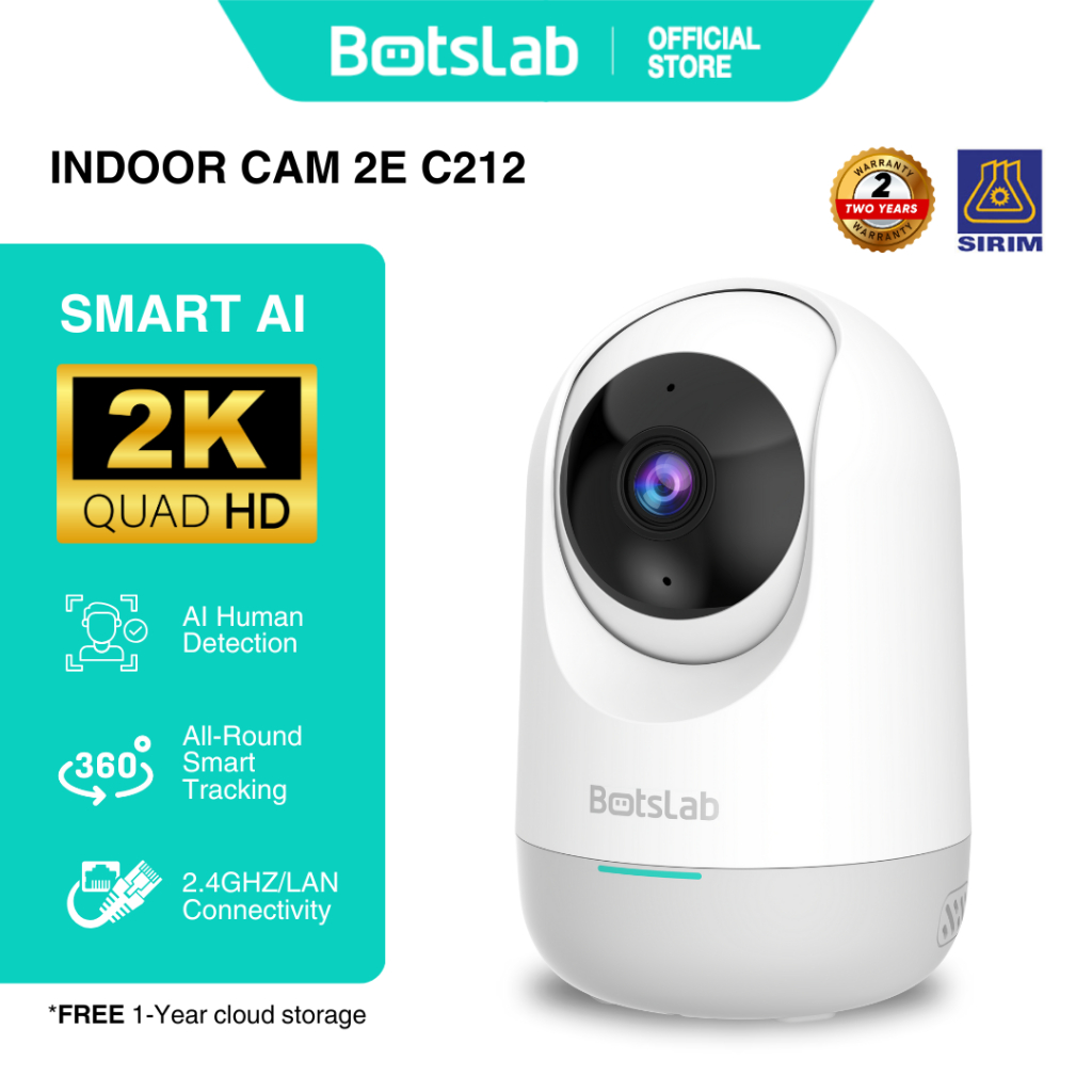 Botslab Indoor Cam 2E C212 2K Wi-Fi Smart Pan 360 Tilt Camera | Shopee ...